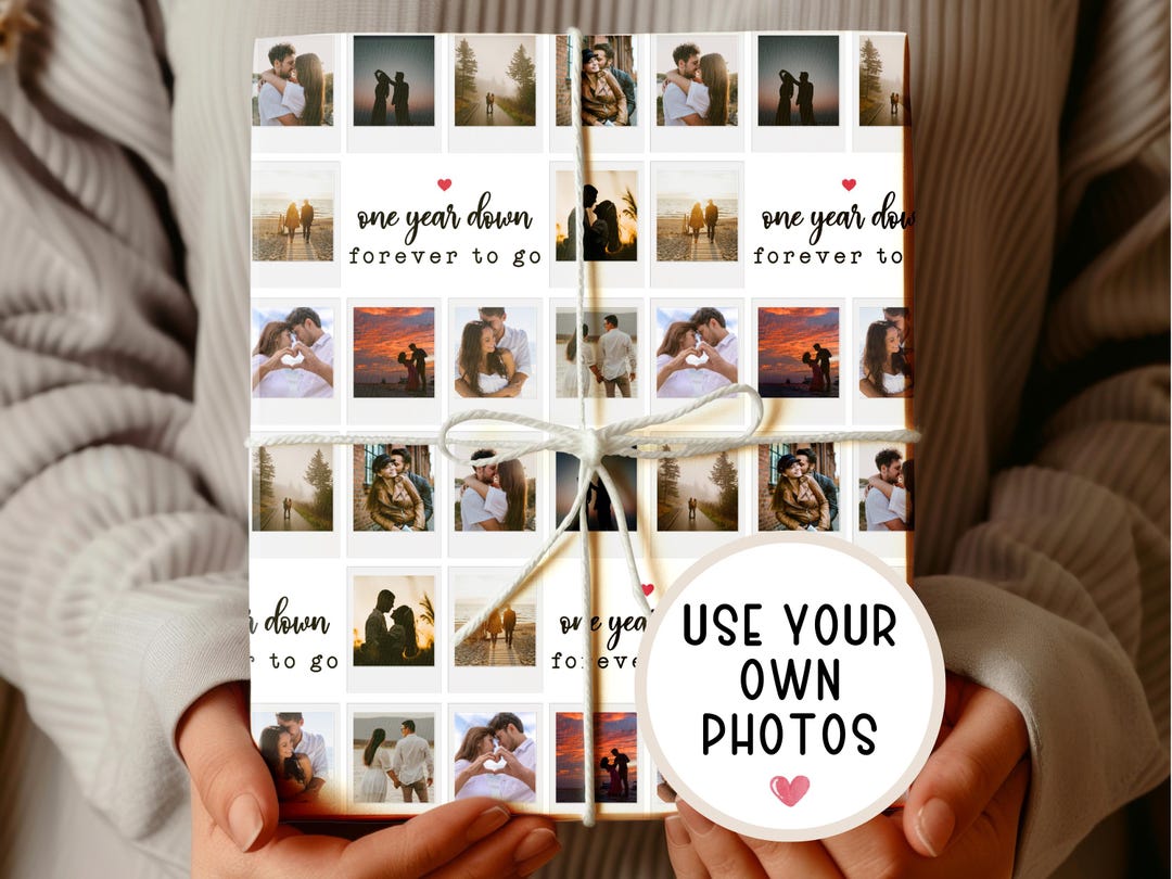 One Year Down Custom Polaroid Print Gift Wrap Anniversary Gift for ...