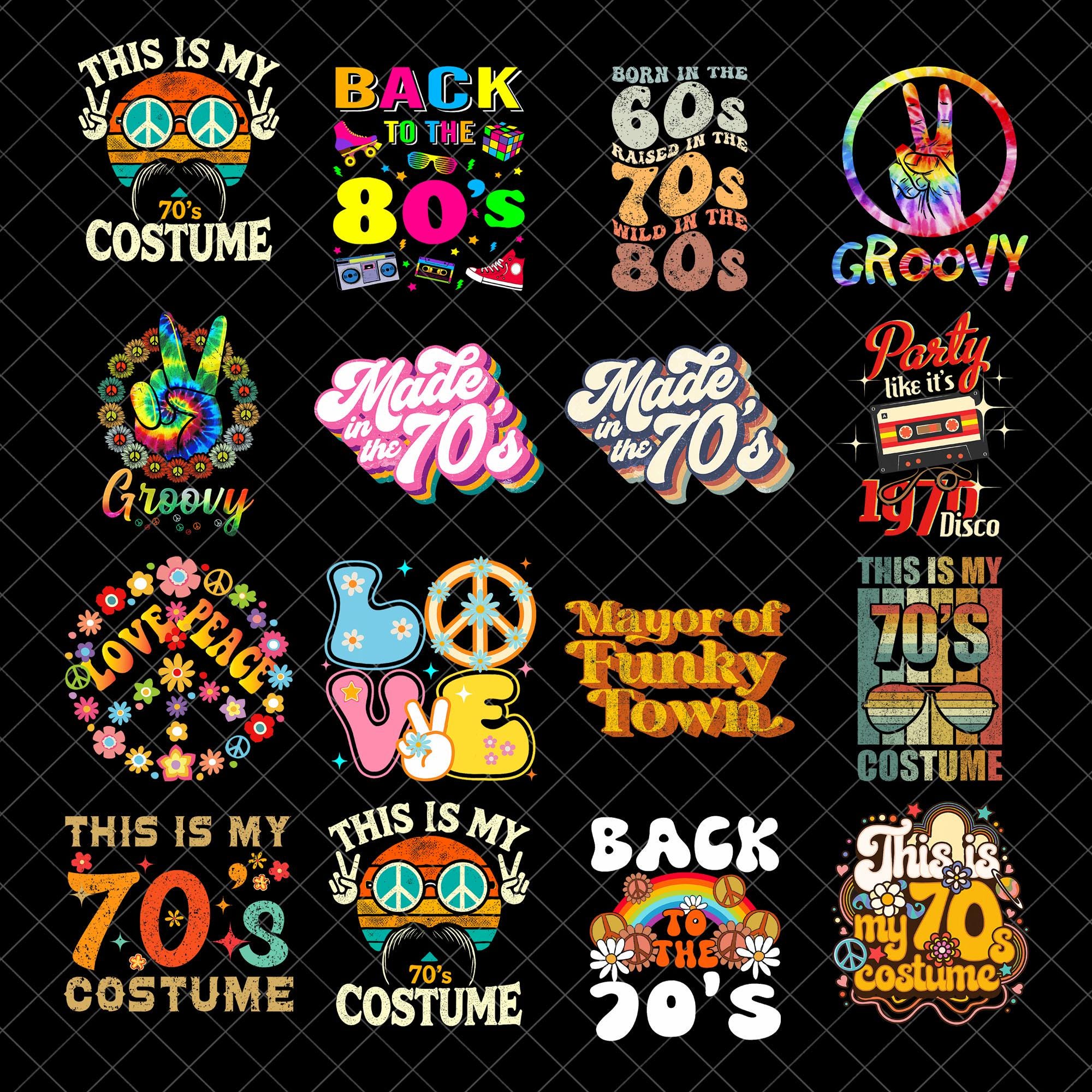 Throwback to the 70s PNG Bundle, 70s Graphics, Back to 70s, 80s Files ...