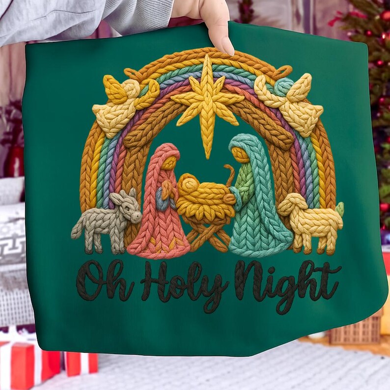 Oh Holy Night Nativity Scene PNG, Christmas Rainbow Nativity PNG ...