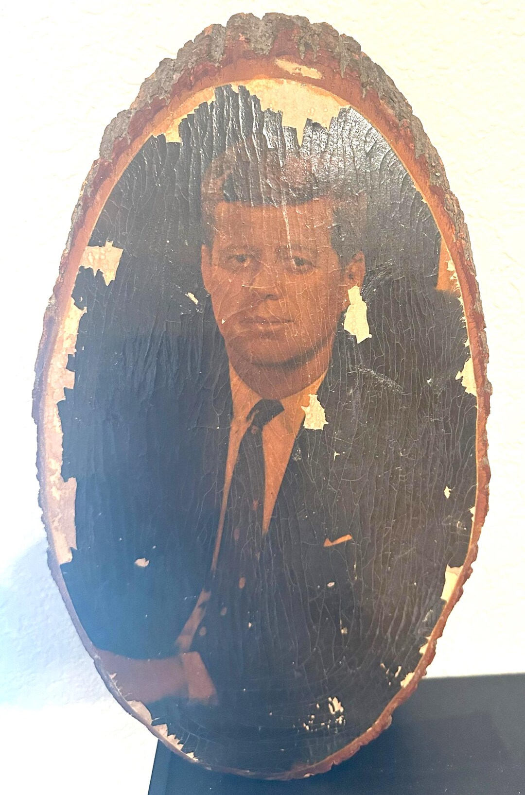Vintage JFK Portrait on Wood Slab: Rustic Americana Wall Art - Etsy