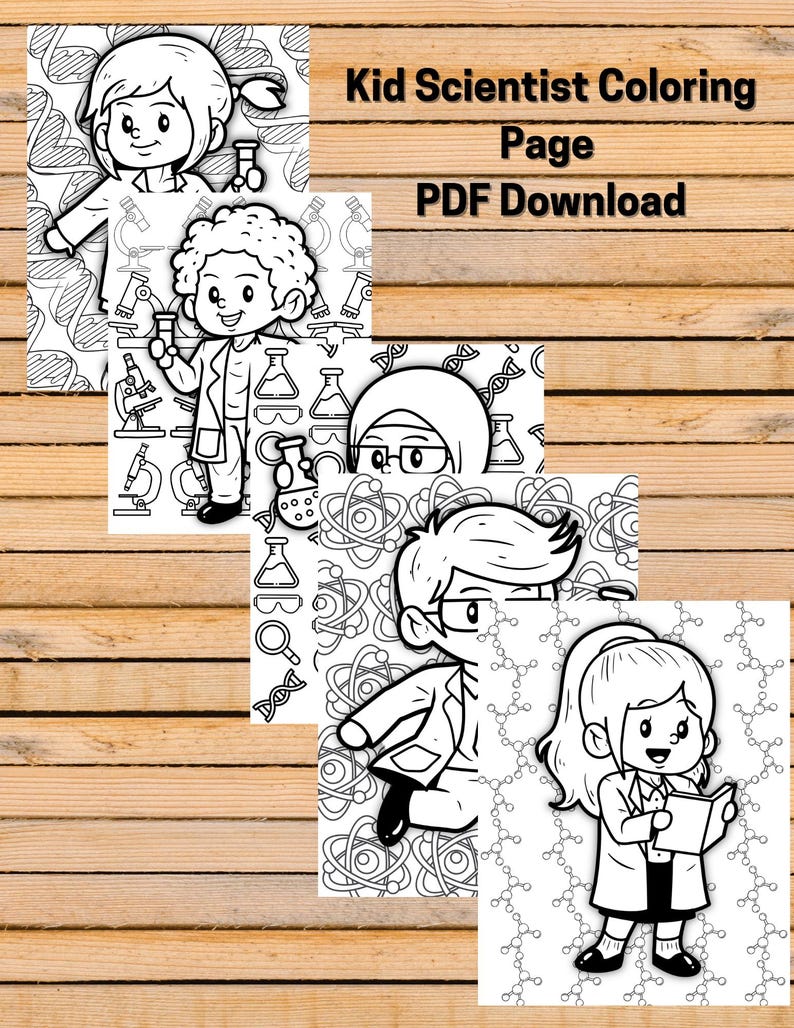 Kid Scientist Coloring Pages - Etsy