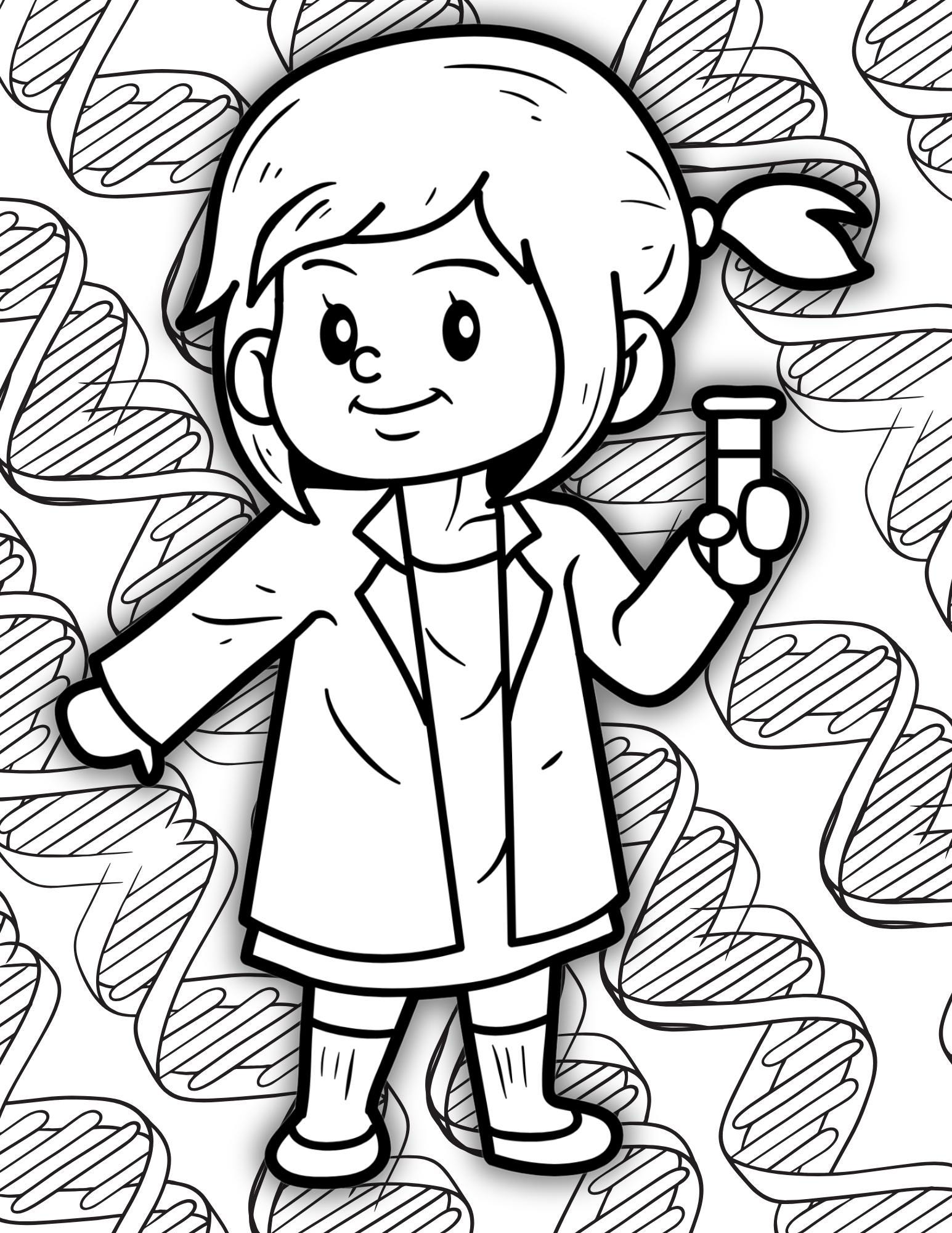 Kid Scientist Coloring Pages - Etsy