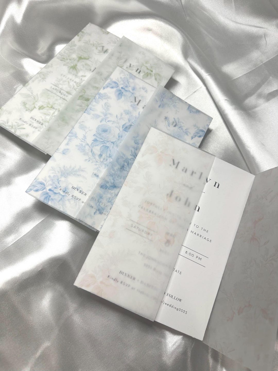Vellum Wrapped Wedding Invitation Cover & Invite Set, Customized ...