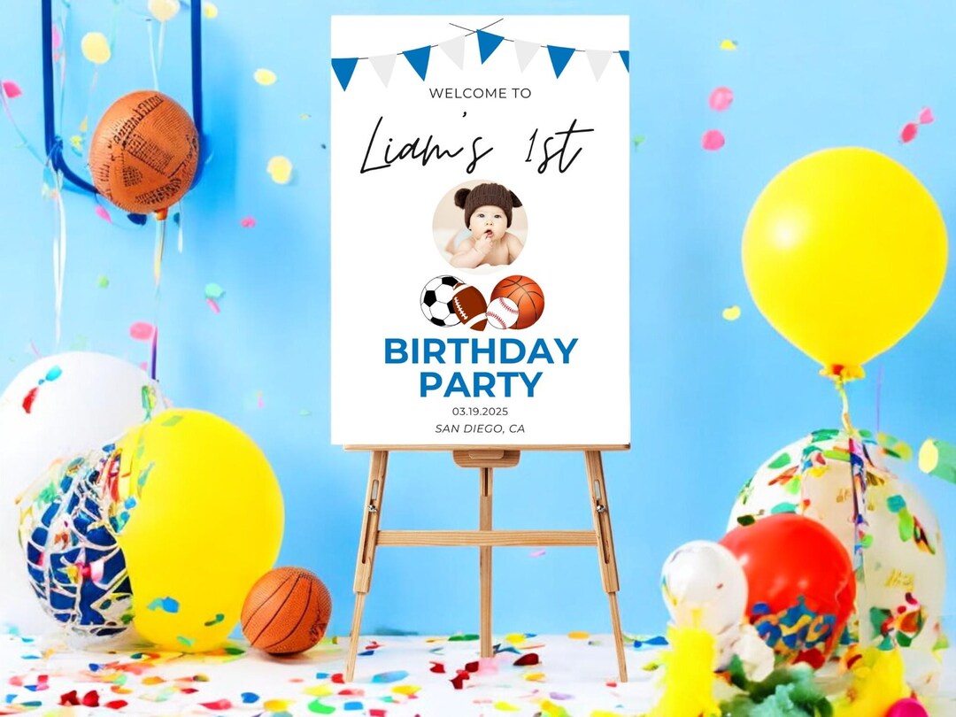 Sports Theme Birthday Party Welcome Sign: Printed Poster - Etsy