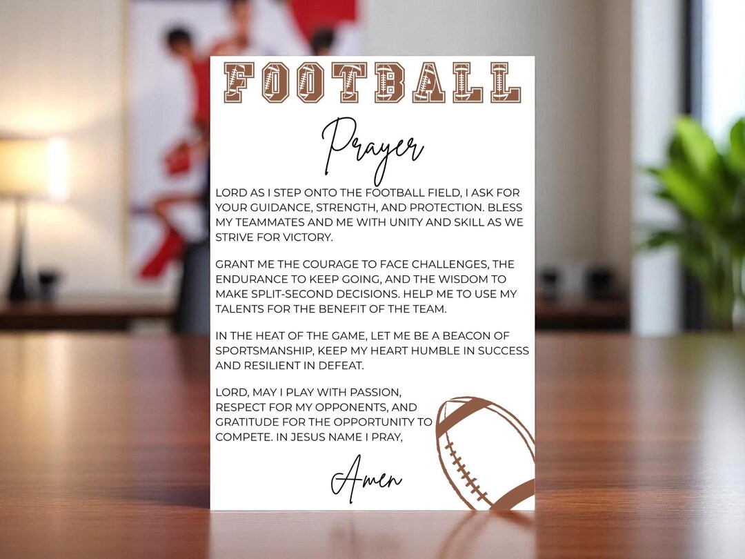 Football Player Prayer Card: Religious Athlete Gift - Etsy