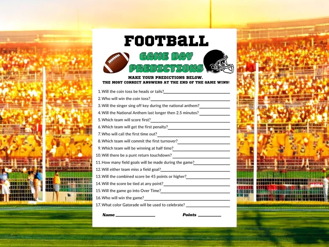 Football Predictions Game (instant Download) - Etsy