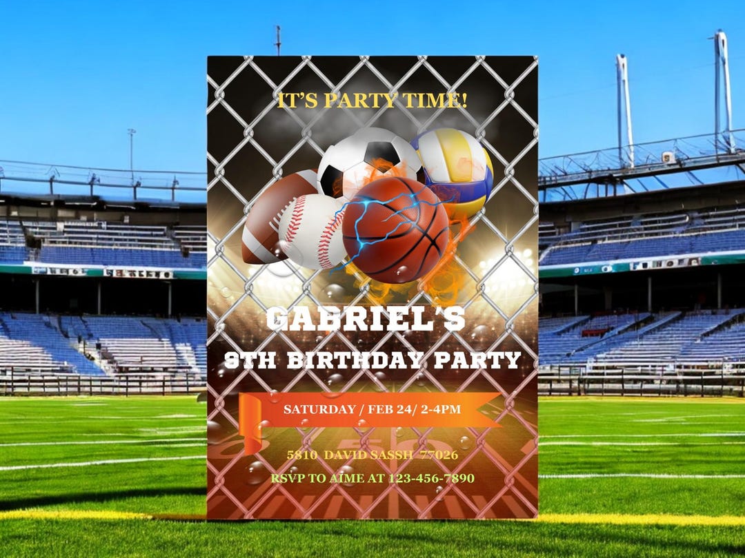 Editable Sports Invitation, Sports Flyer, Sports Theme Invite, Sports ...