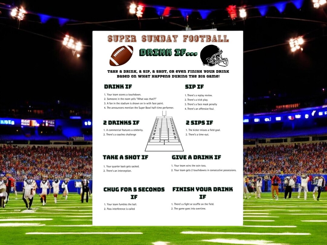Super Sunday Bowl Party Game, Instant Download Football Game ...