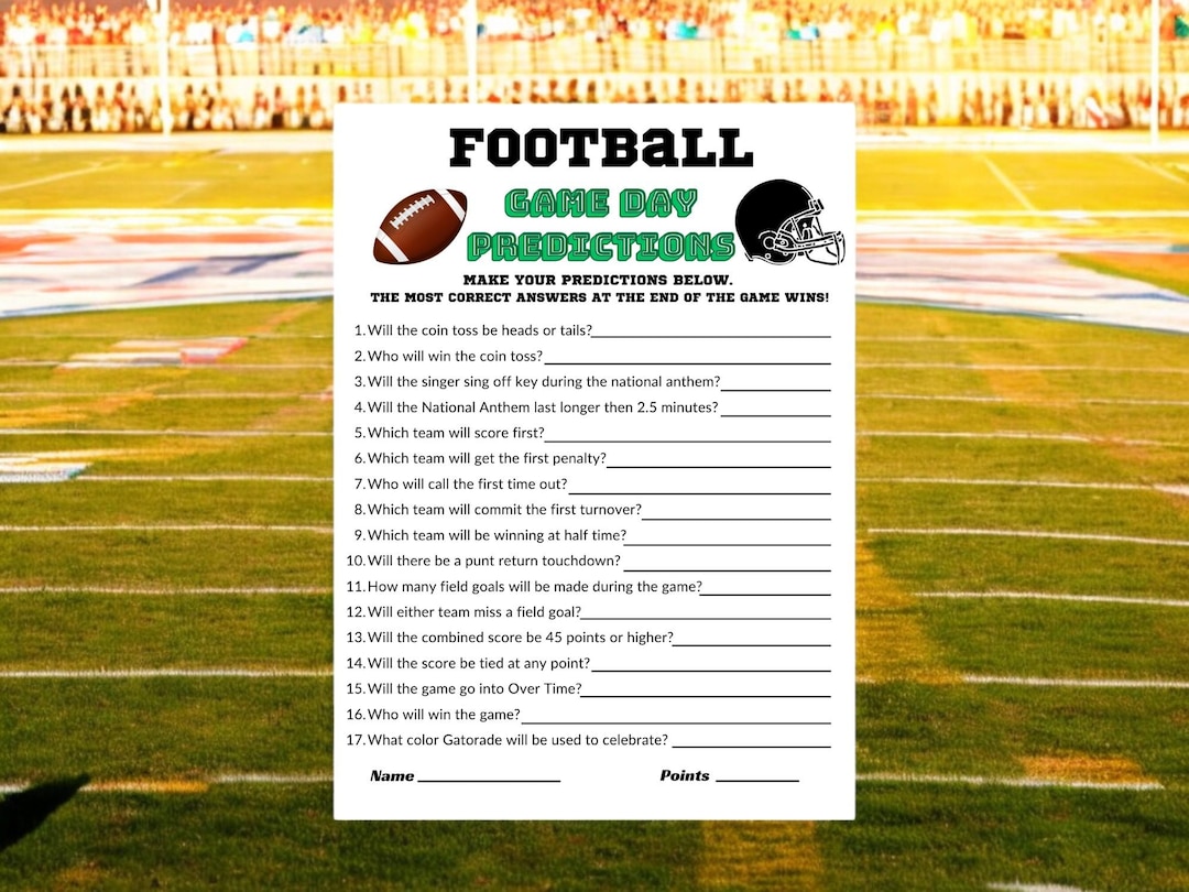 Football Party Game: Big Game Trivia, Predictions (digital Download) - Etsy