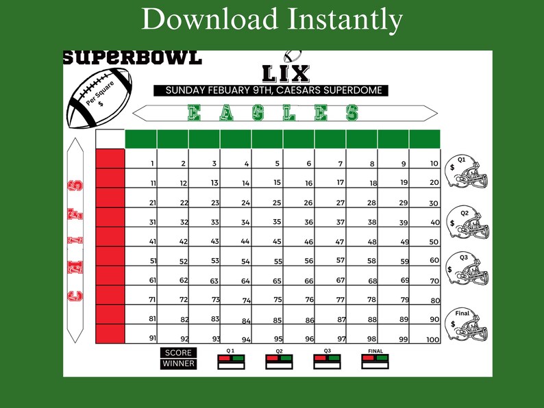 Super Sunday Bowl Party Game Instant Download Football Game Betting ...