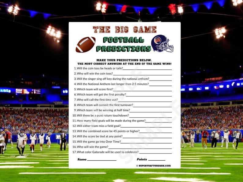 Big Game Super Football Party Bowl Game Trivia & Predictions: Fun Party ...