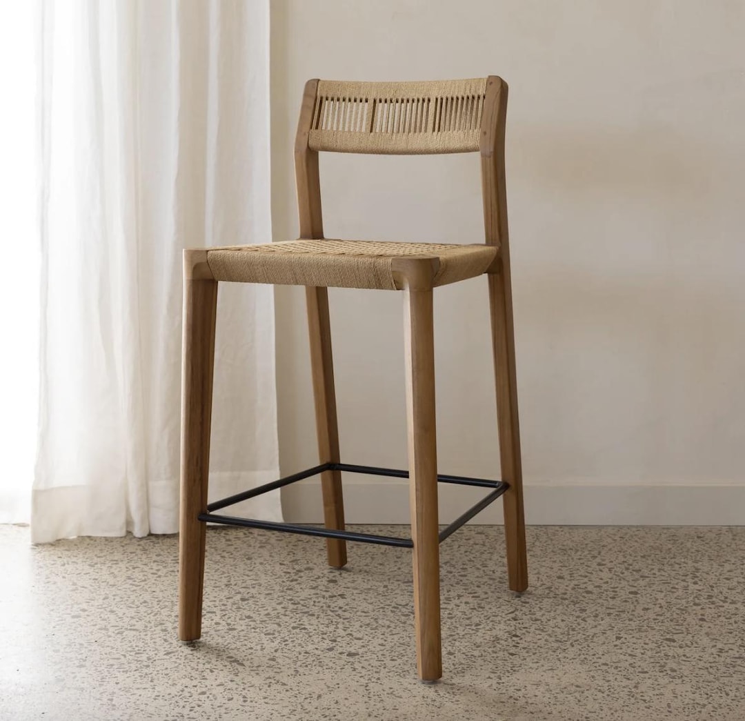 Teak Wood Bar Stool Natural - Etsy