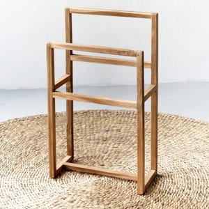 Teak Wood Towel Rack - Etsy