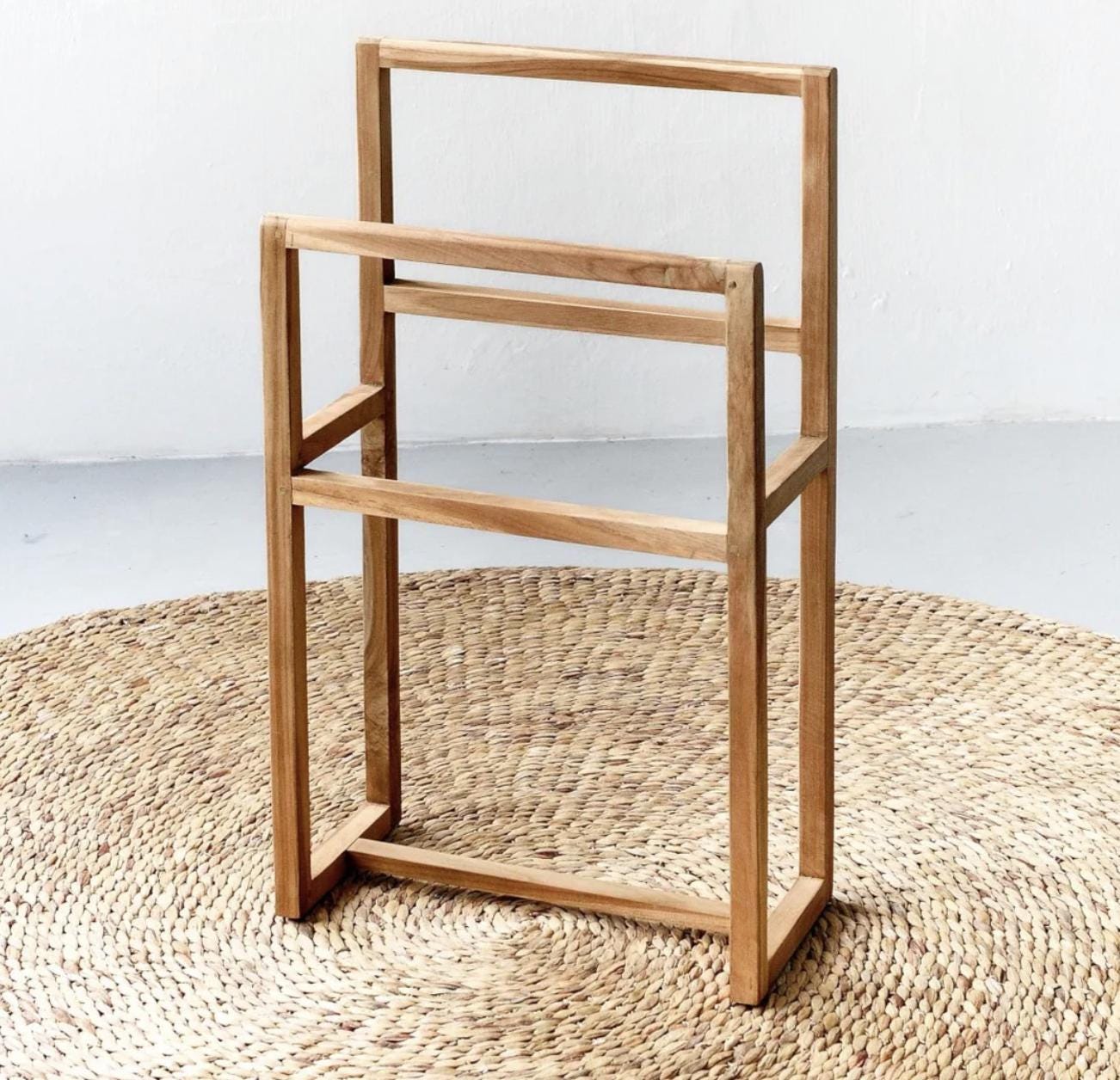 Teak Wood Towel Rack - Etsy