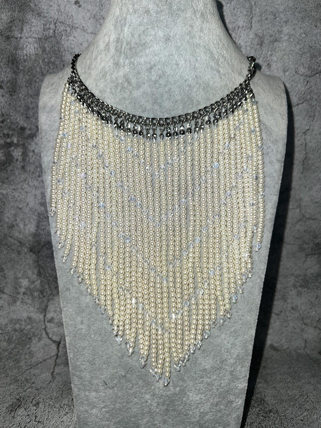 MODERN Signed by Premier Design Jewelry Bob Necklace, Faux Pearls ...