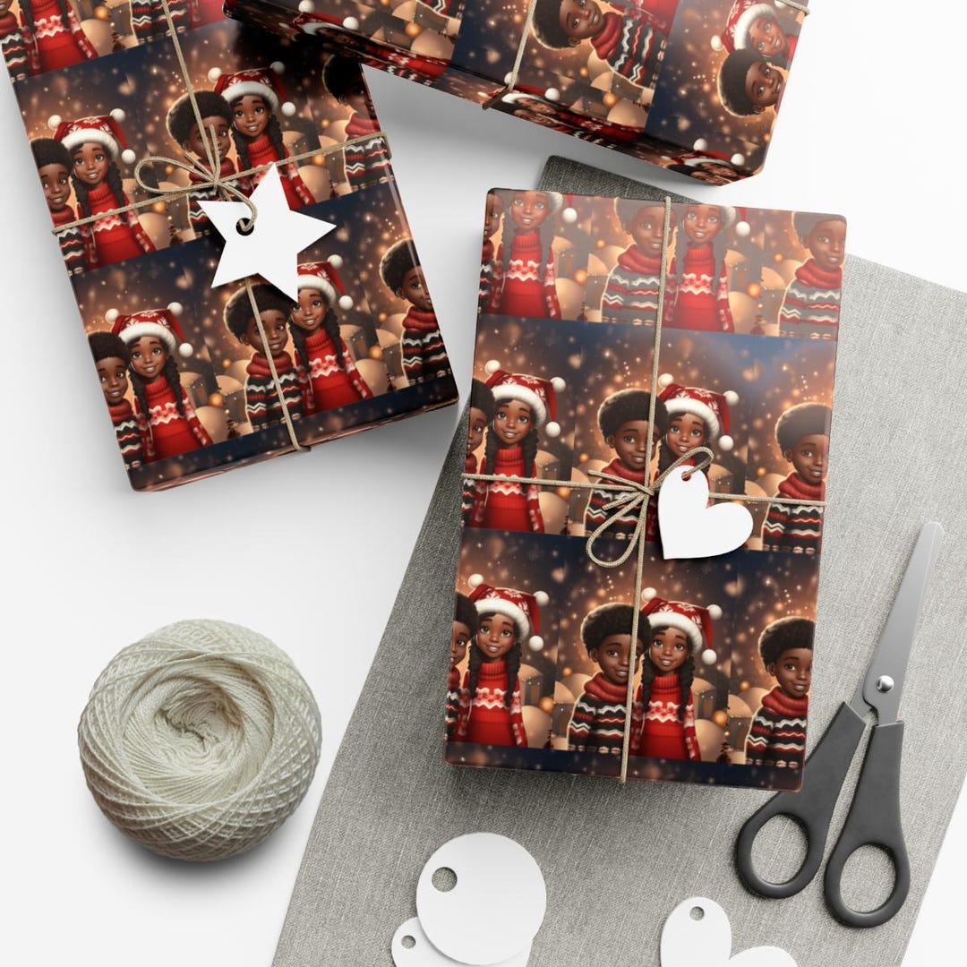 African American Wrapping Paper, Holiday Wrapping Paper, Christmas Gift ...