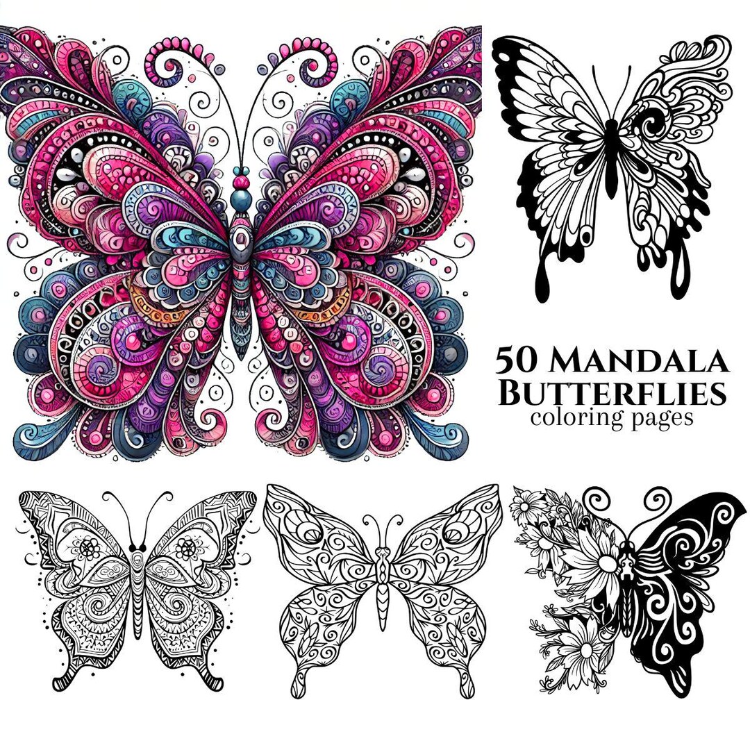 50 Mandala Butterfly Coloring Pages, Kid Coloring Pages, Butterfly ...