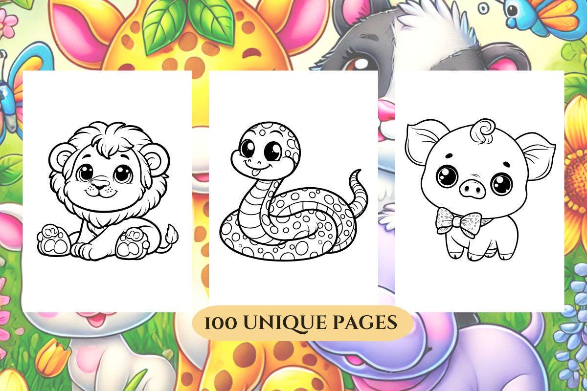 100 Cute Animal Coloring Pages, Kid Coloring Pages, Children Coloring ...