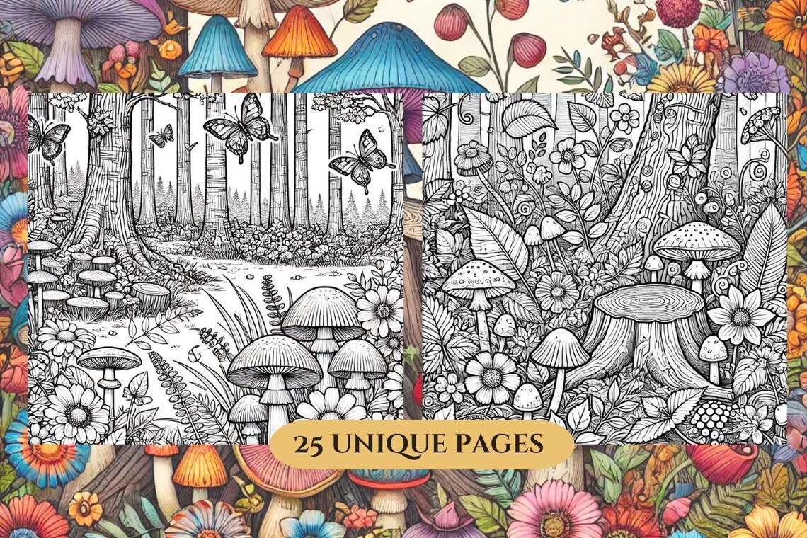 25 Enchanted Forest Coloring Pages, Fantasy Coloring Book, Adult ...