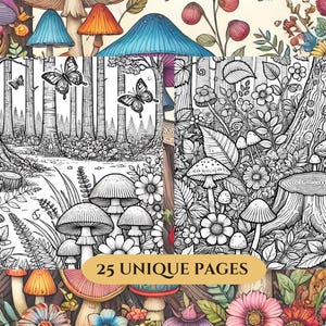 25 Enchanted Forest Coloring Pages, Fantasy Coloring Book, Adult ...