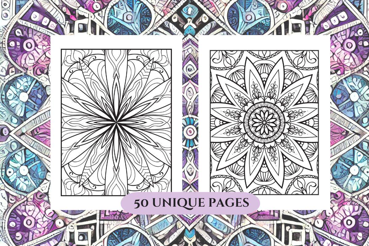 50 Geometric Designs Coloring Pages, Geometric Themed Coloring Book ...