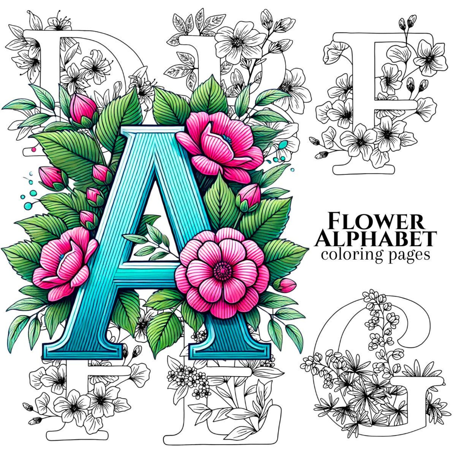 Flower Alphabet Coloring Pages, Kid Coloring, Alphabet Children ...