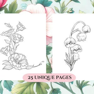 25 Delicate Flower Coloring Pages, Flower Coloring Book, Adult and Kid ...