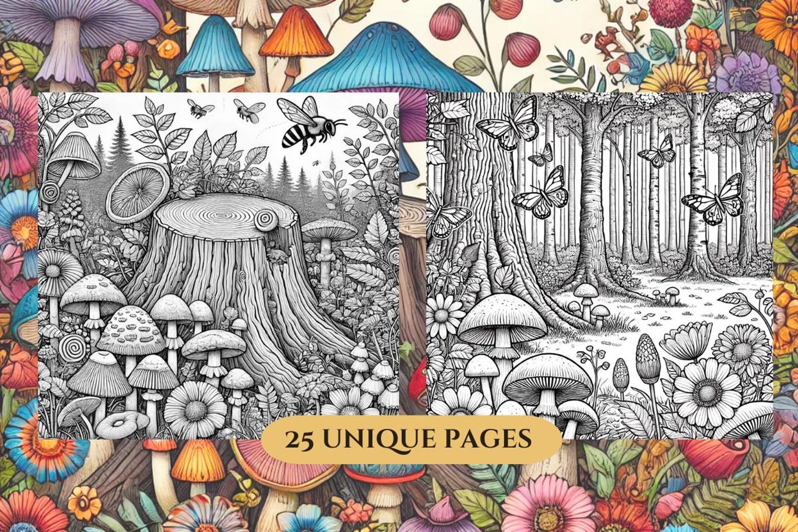 25 Enchanted Forest Coloring Pages, Fantasy Coloring Book, Adult ...
