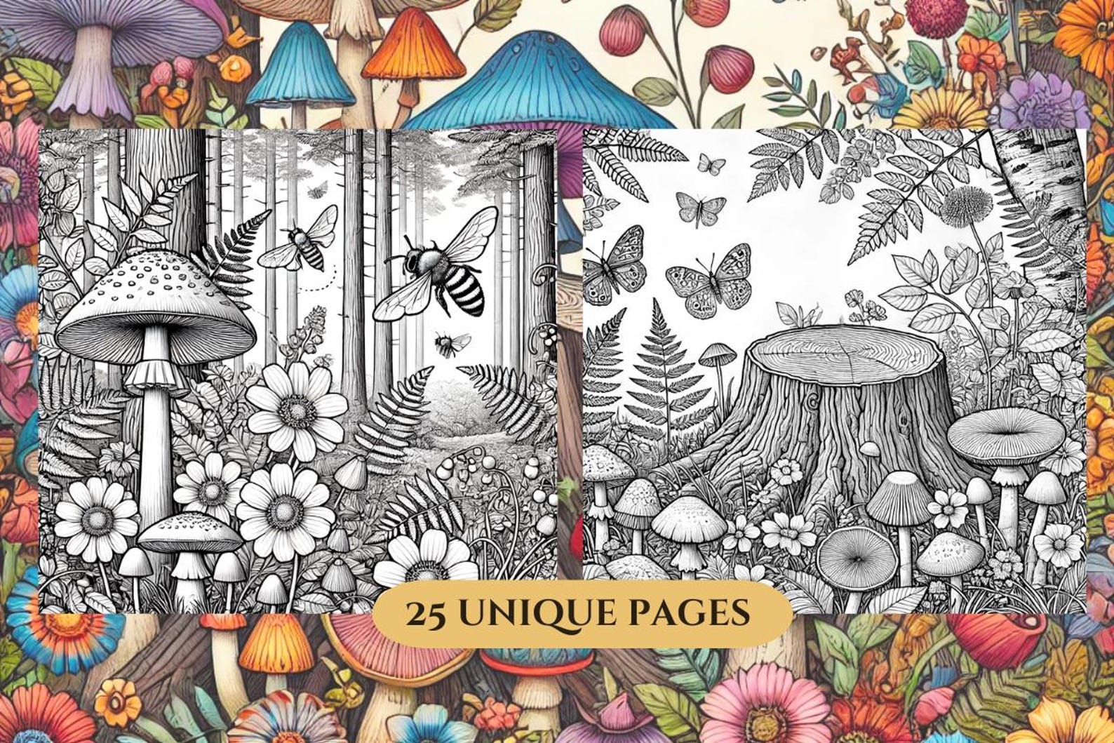 25 Enchanted Forest Coloring Pages, Fantasy Coloring Book, Adult ...