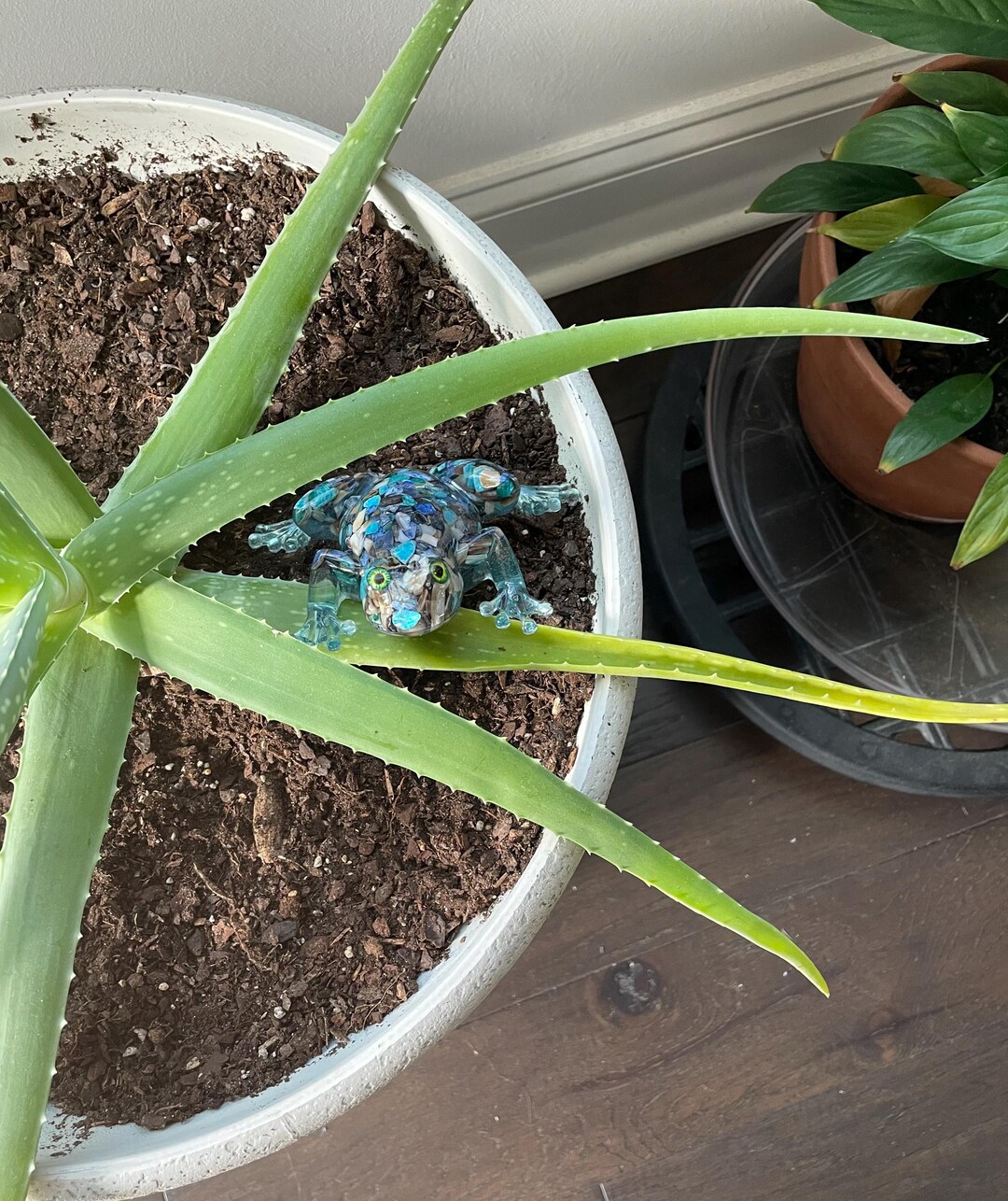 Ready to Ship Resin Frog, Resin and Crushed Shells, Frog, Paperweight ...