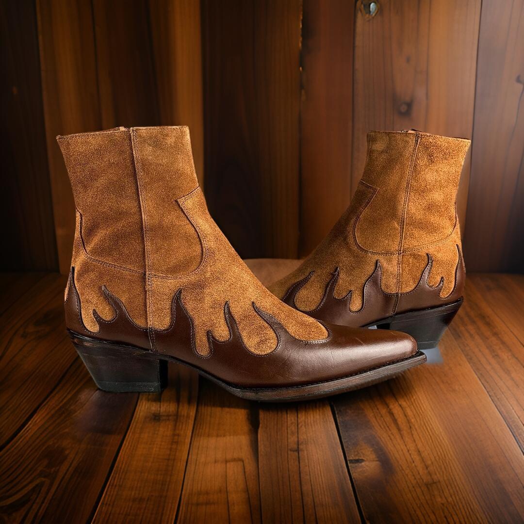 Handmade Leather Chelsea Boots, Suede & Cowhide, Formal Cowboy Style - Etsy