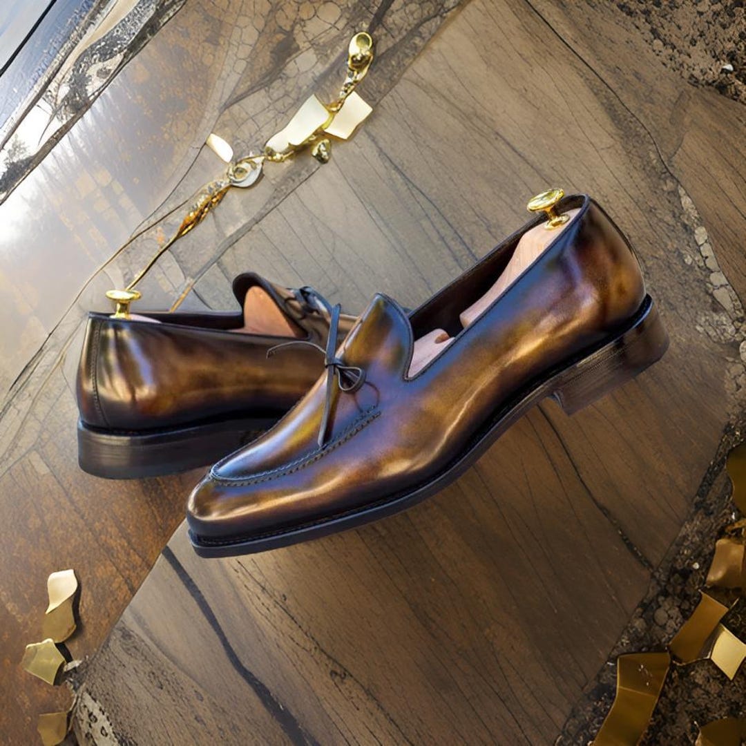 Men's Customized Handmade Leather Loafers Shoes, Leather Sole Shoes ...