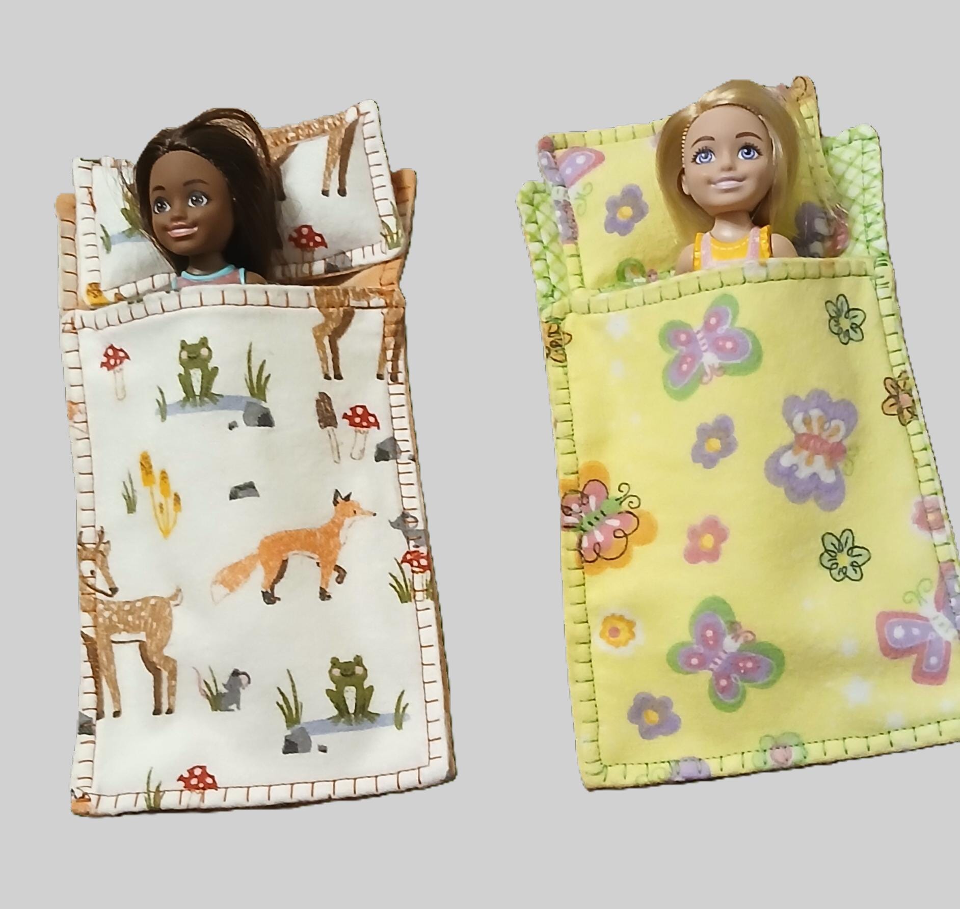 2 Small Sleeping Bags & Pillows for 5-6-7 Inch Chelsea Dolls, Maileg ...