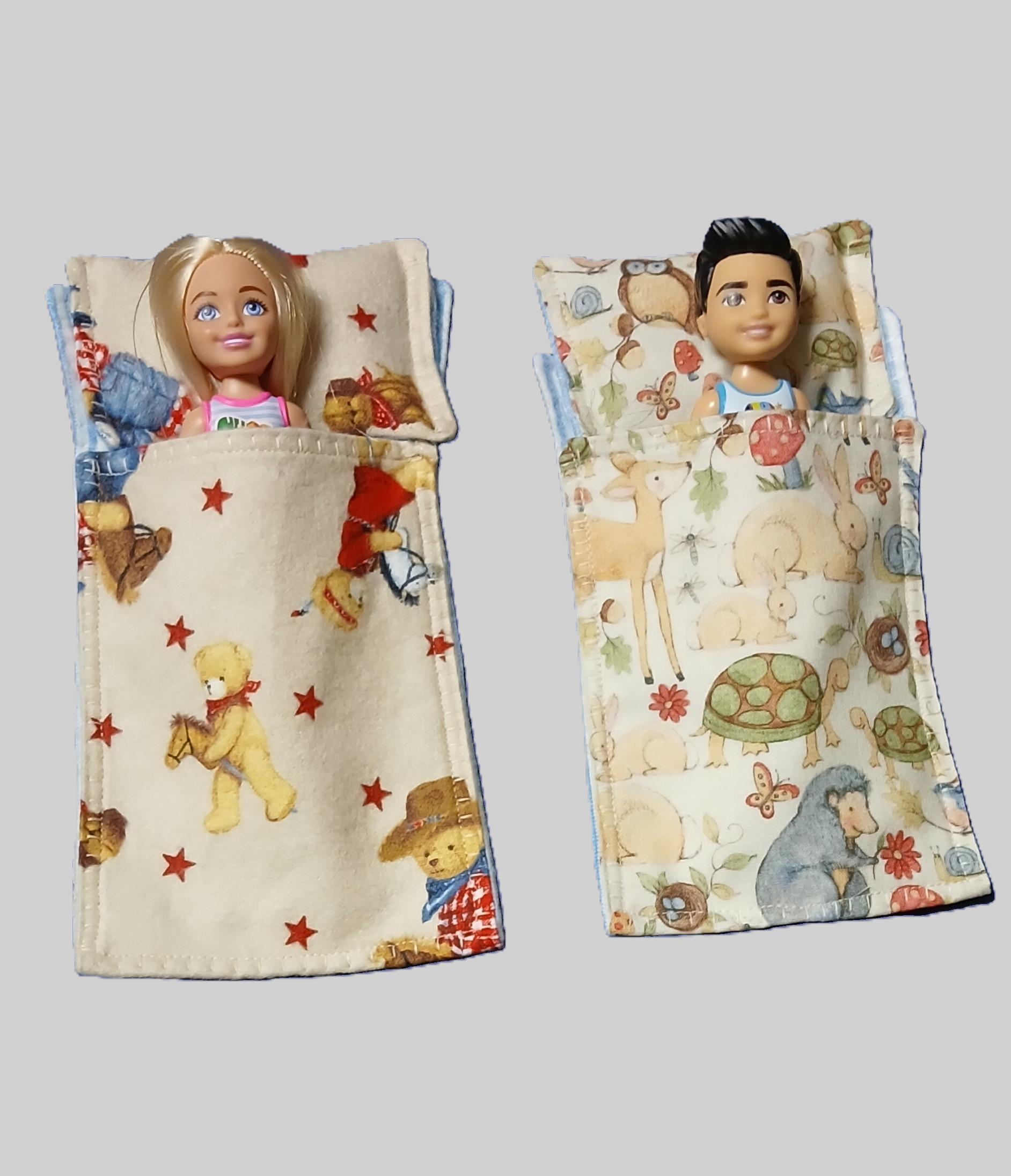 2 Small Sleeping Bags & Pillows for 5-6-7 Inch Chelsea Dolls, Maileg ...