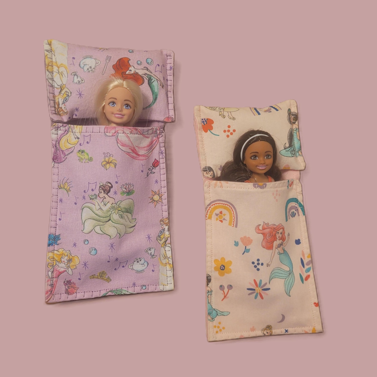 2 Small Sleeping Bags & Pillows for 5-6-7 Inch Chelsea Dolls, Maileg ...