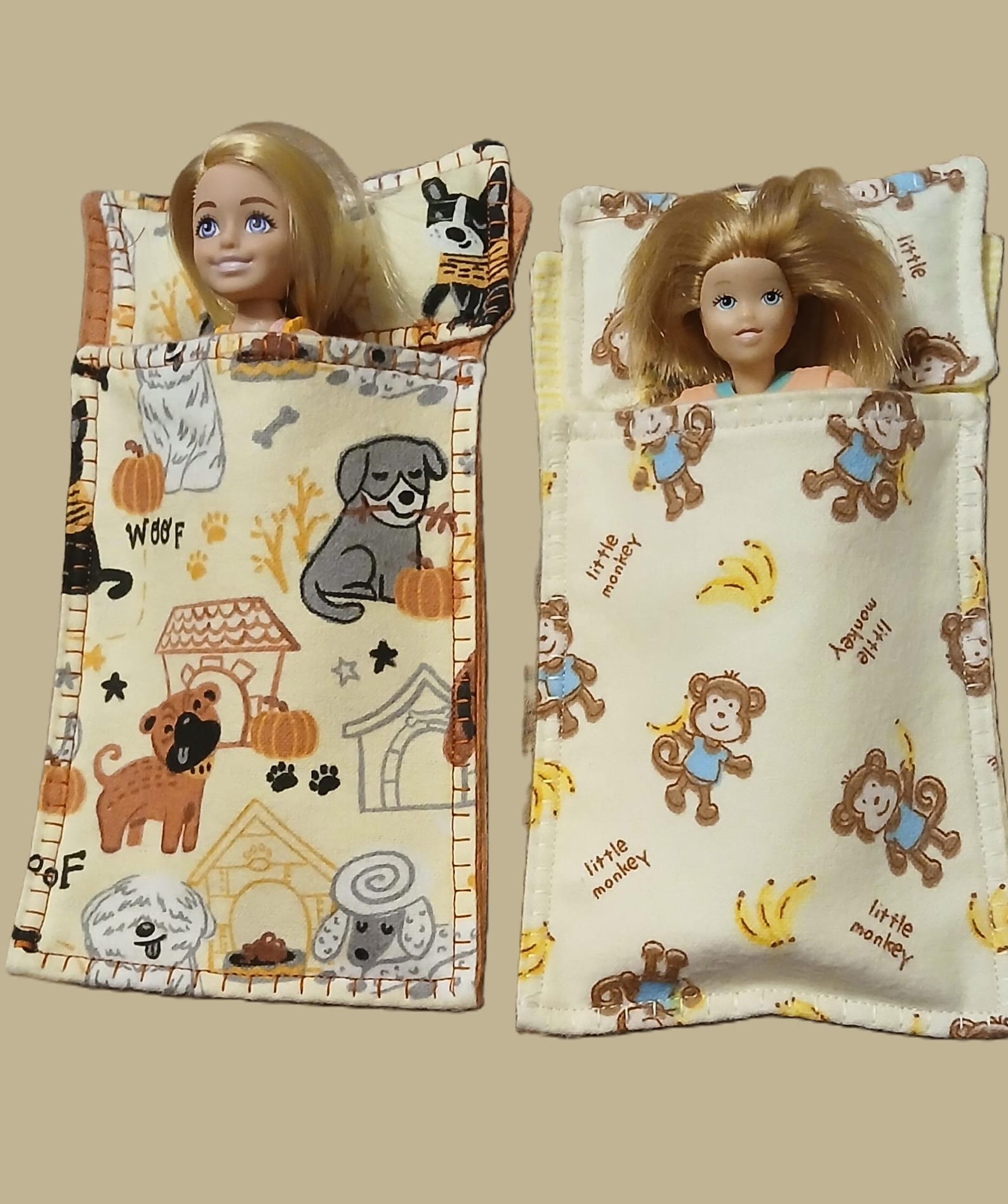 2 Small Sleeping Bags & Pillows for 5-6-7 Inch Chelsea Dolls, Maileg ...