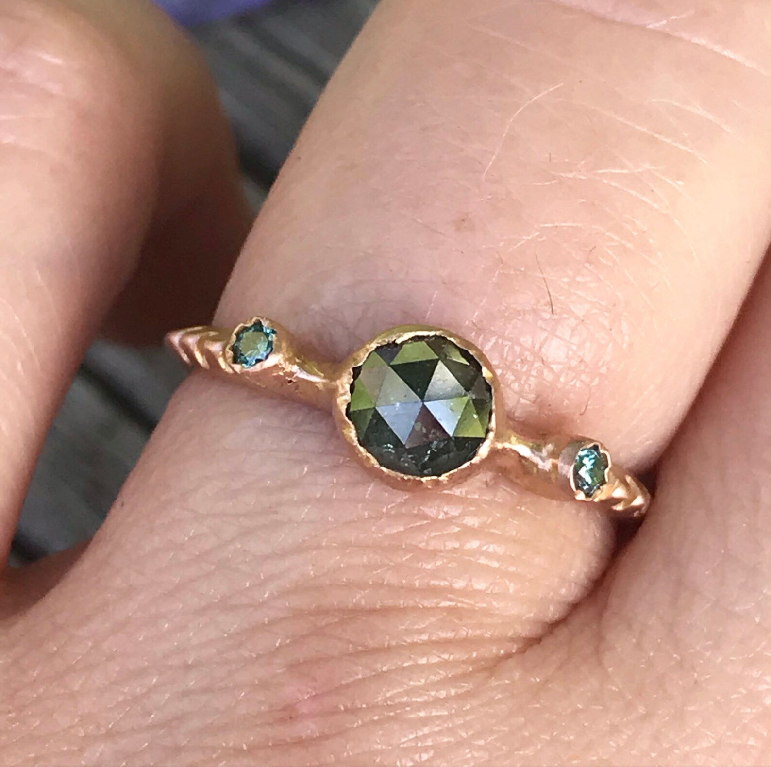 Deep Blue Diamond 14K Rose Gold Ring, Stacking Ring, Birthstone Ring ...