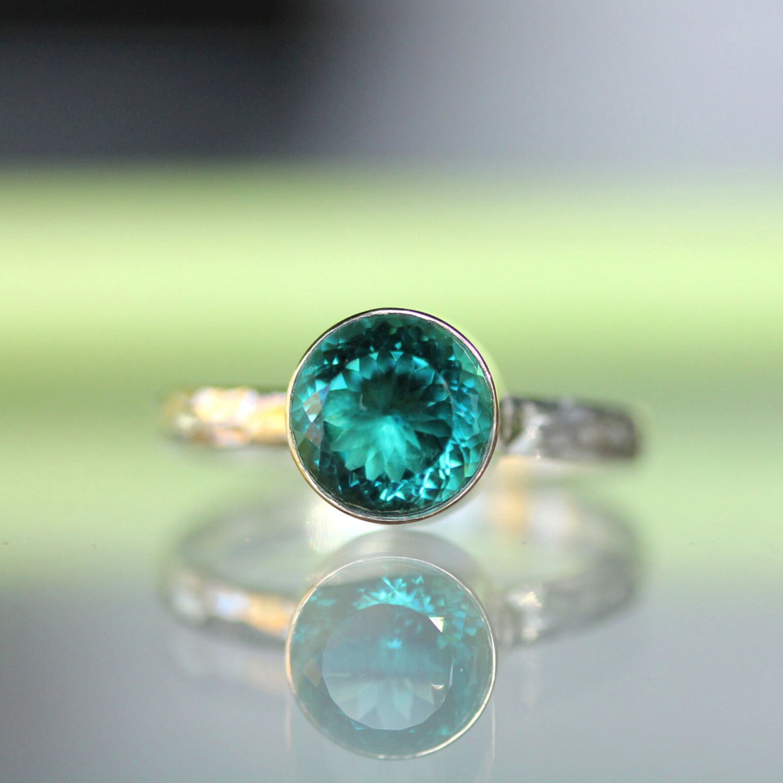 Green Quartz Sterling Silver and 14K Gold Ring Gemstone Ring - Etsy