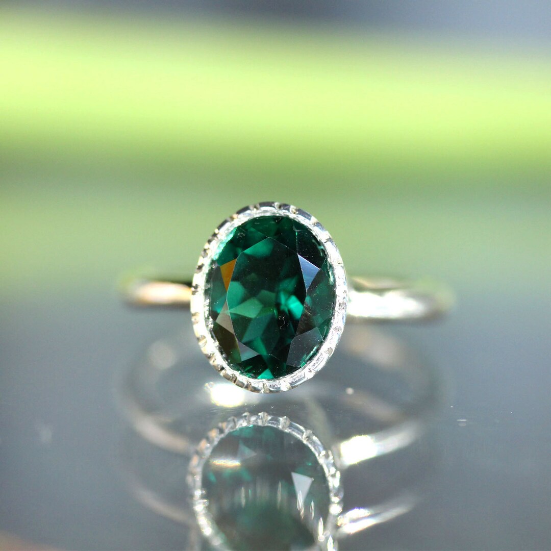 Green Quartz Sterling Silver Ring, Gemstone Ring, Milgrain Details in ...