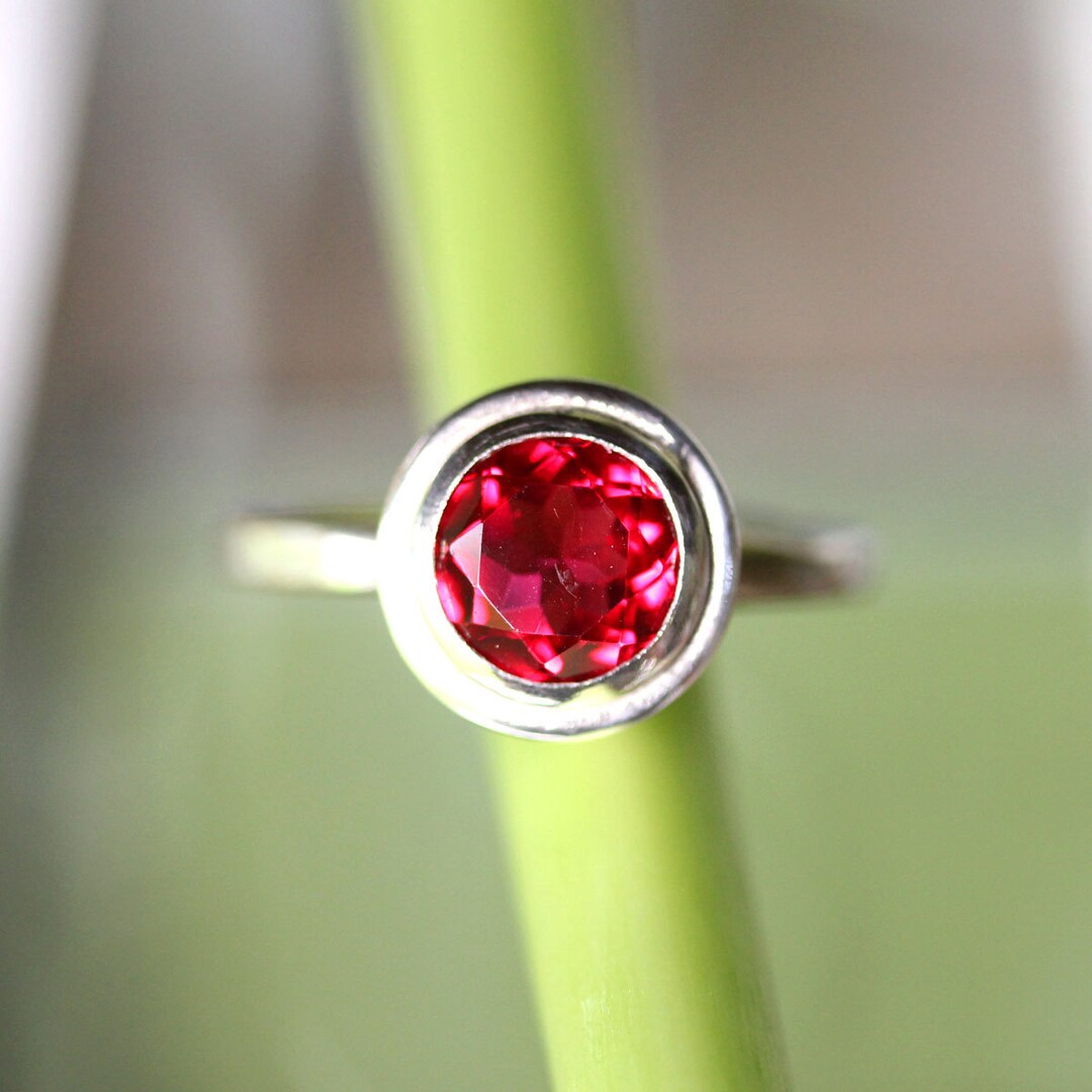 Raspberry Quartz Sterling Silver Ring Gemstone Ring No - Etsy