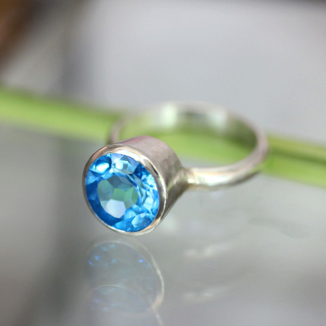 Swiss Blue Topaz Sterling Silver Ring Gemstone Ring in - Etsy