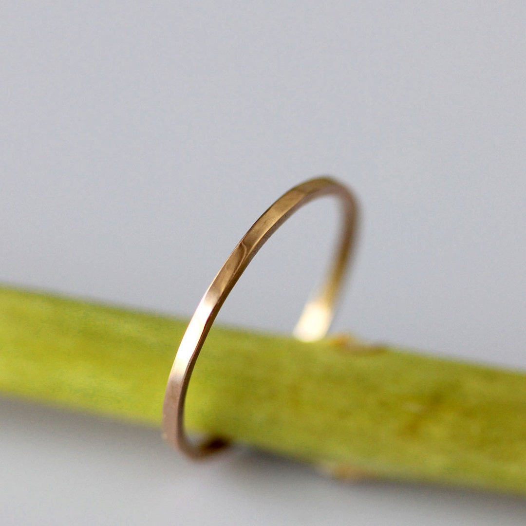 14K Gold Square Stacking Ring, Wedding Band, Gold Band, Recycled Gold ...