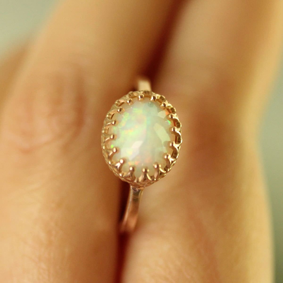 Rose Cut Opal 14K Rose Gold Engagement Ring Gemstone Ring | Etsy
