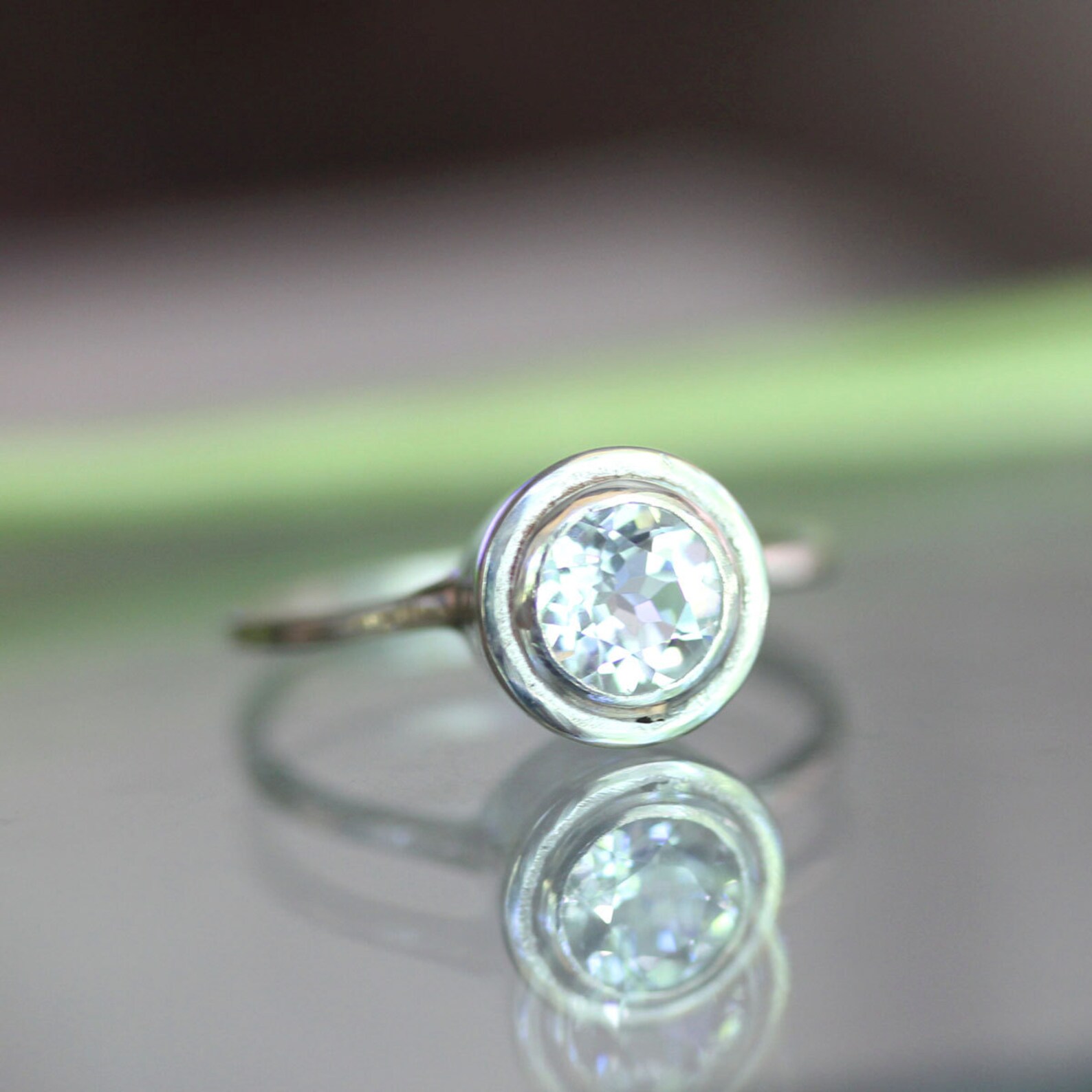 White Topaz Sterling Silver Ring Gemstone Ring Halo Ring in - Etsy