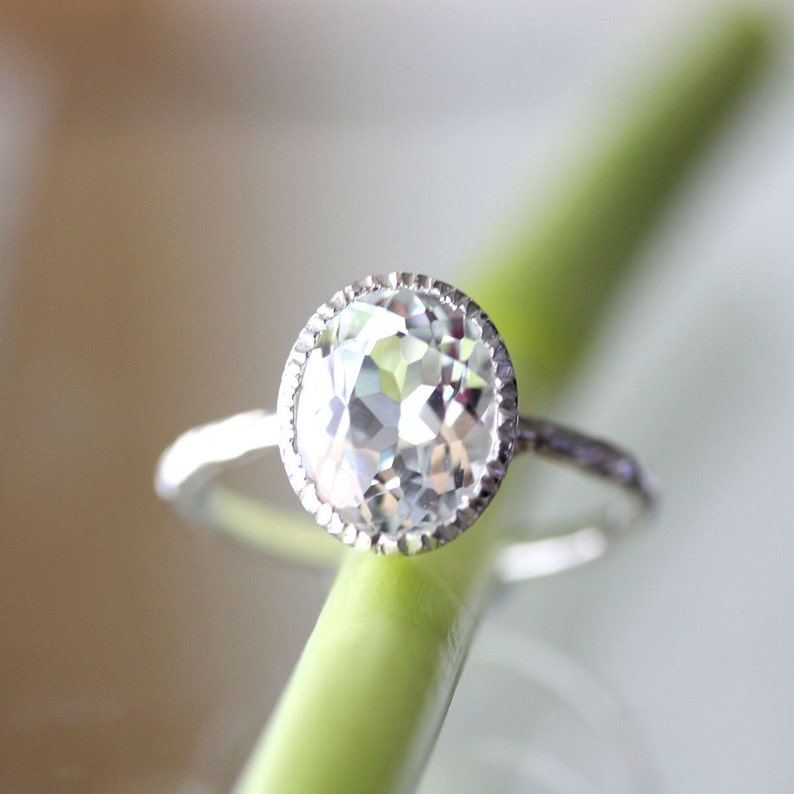 White Topaz Sterling Silver Ring / Gemstone Ring / Milgrain Details in ...