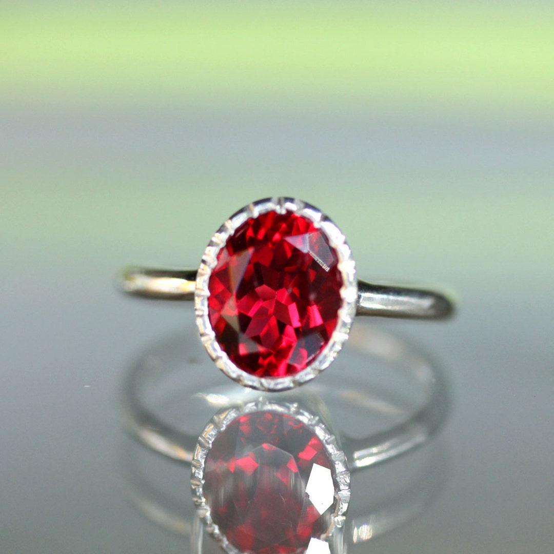 Raspberry Quartz Sterling Silver Ring, Gemstone Ring, Milgrain Details ...