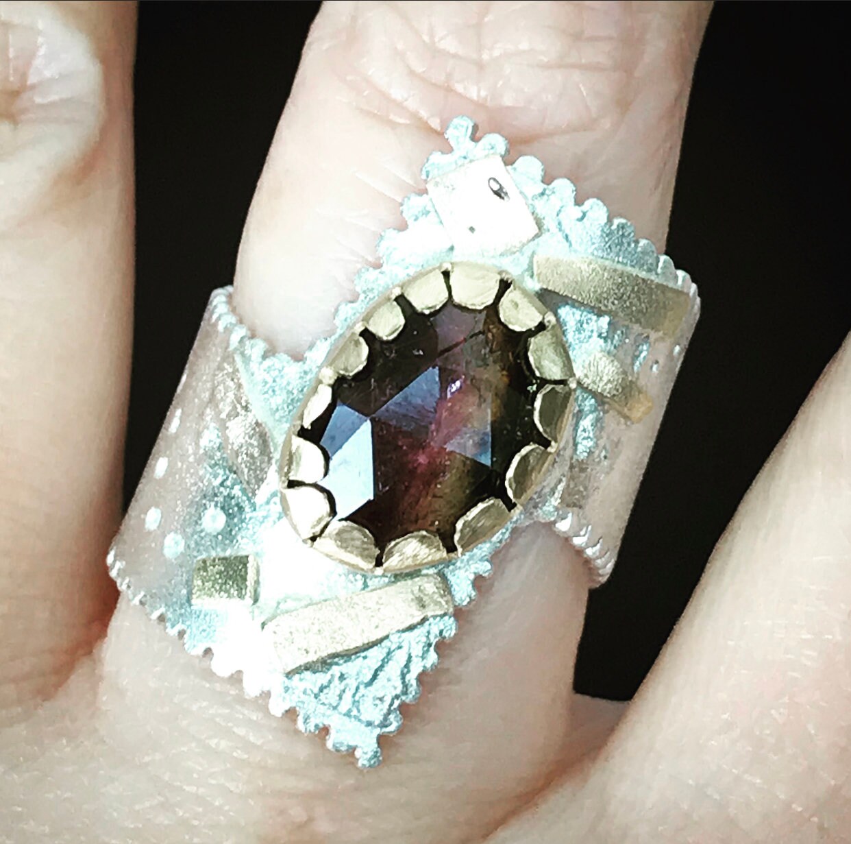 Watermelon Tourmaline Ring Gemstone Ring Cocktail Ring 18K | Etsy