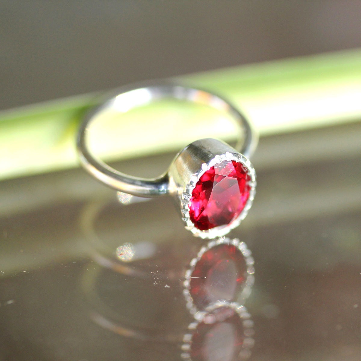 Raspberry Quartz Sterling Silver Ring, Gemstone Ring, Milgrain Details ...