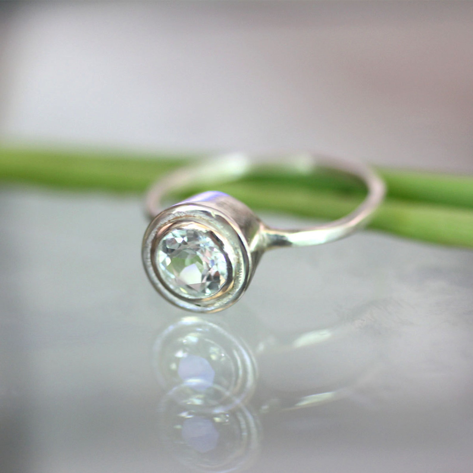White Topaz Sterling Silver Ring Gemstone Ring Halo Ring in - Etsy