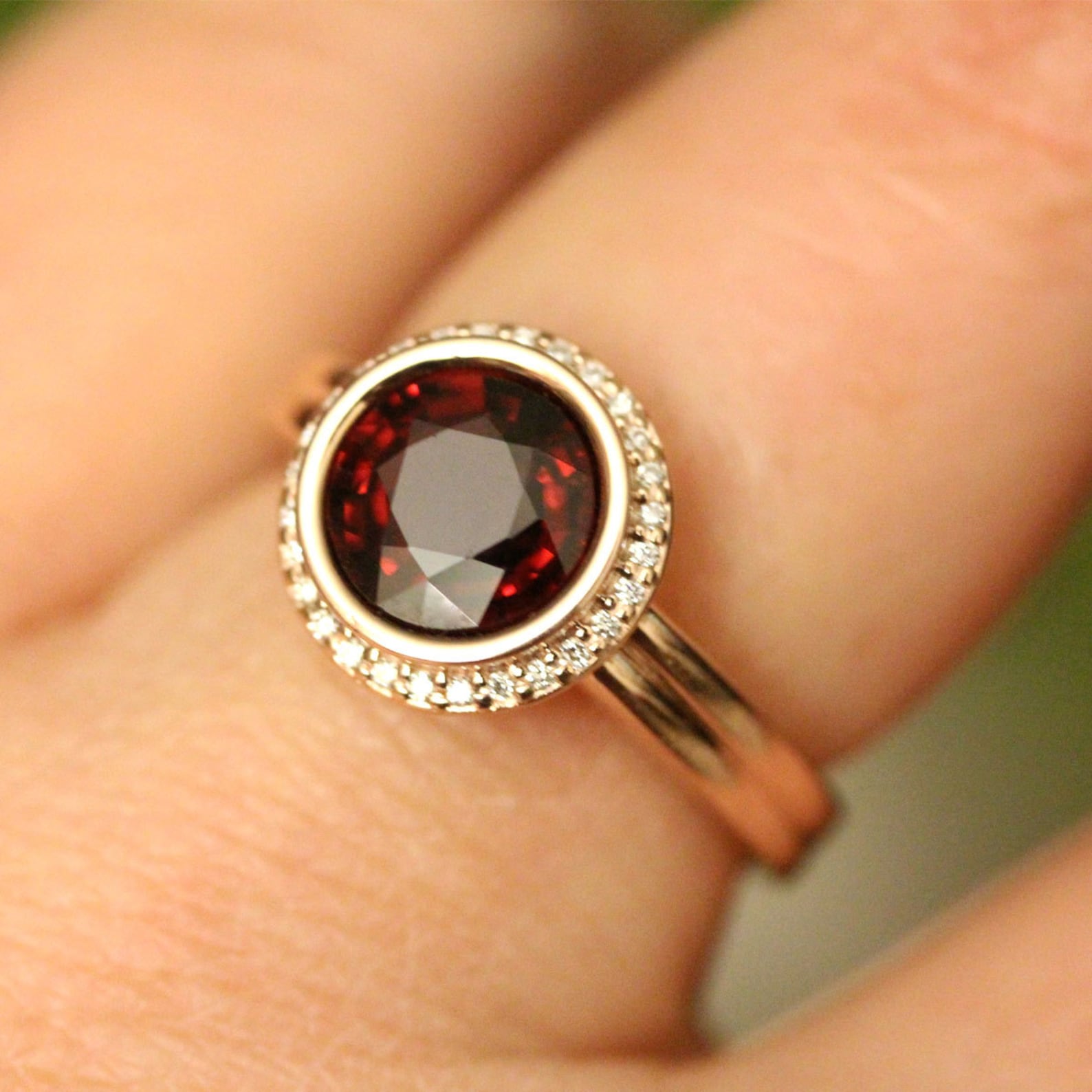 Red Spinel 14K Rose Gold Ring Diamond Ring Engagement Ring - Etsy